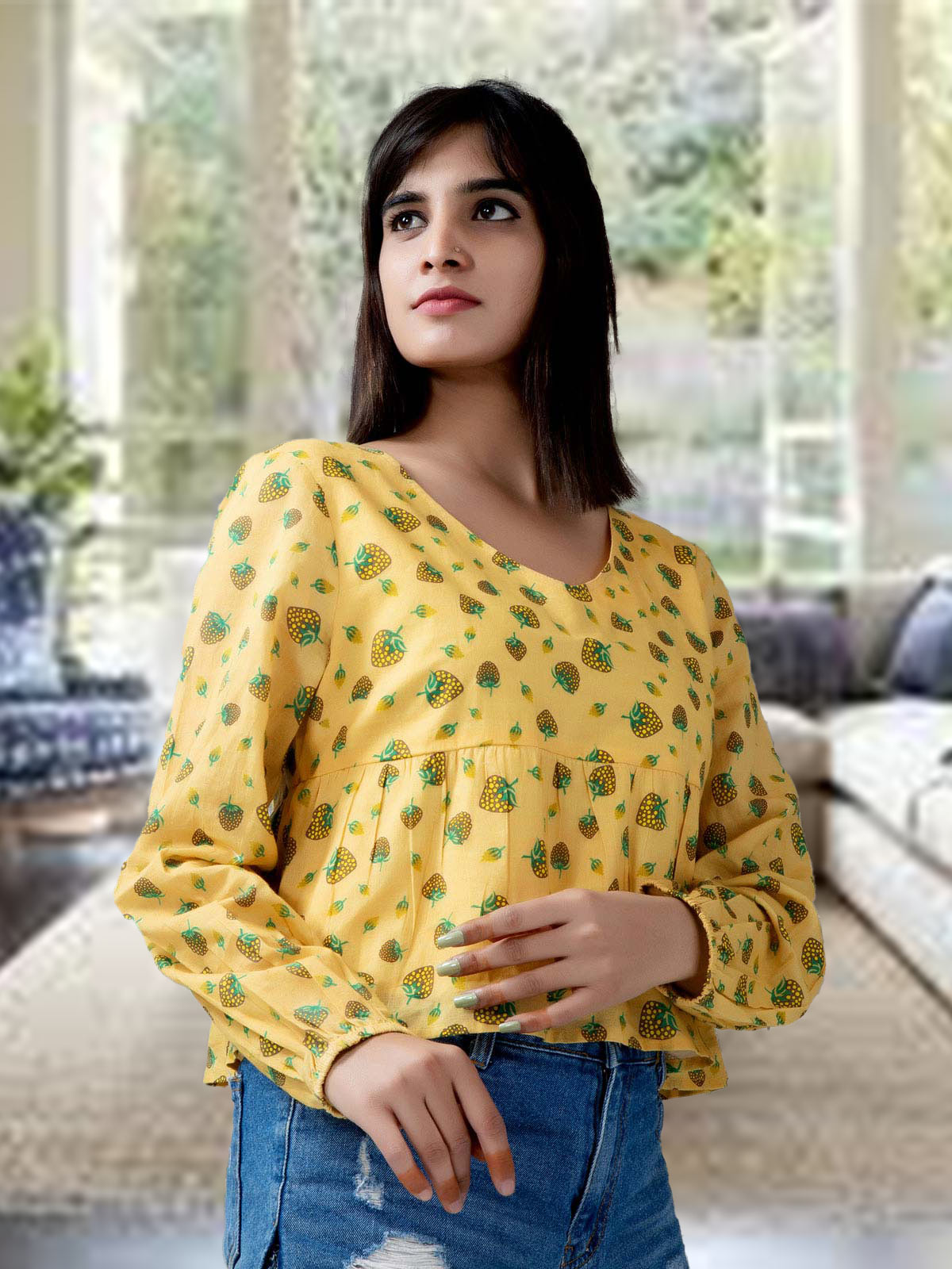 PRINTED LONG SLEEVES TOP